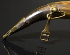 Powder Horn; Artillery Priming, Polished, Brass Furniture, 13 inch.