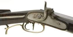 Rifle; Vincent (John), Percussion, Tiger Maple Half-Stock, Patch Box.