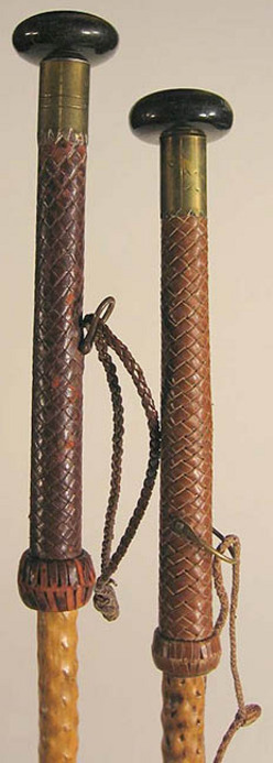Canes (2); Makhila, Horn Pummel, Medlar Shaft, Leather Grip.