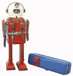 Robot Toy; Linemar, Porthole Spaceman Robot, Battery Operated.