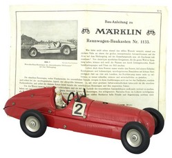 Toy Car; Marklin, Mercedes Racecar, No 1133R, Wind-Up, Instructions.
