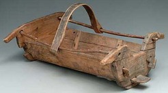 Furniture: Cradle; Field, Pine, Bentwood Handle, Slave?, 28 inch.