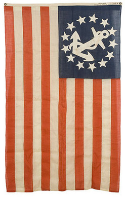 Flag; Yacht Ensign, Annin & Co, 13 Stars, Fouled Anchor, Cotton, 6 ft.