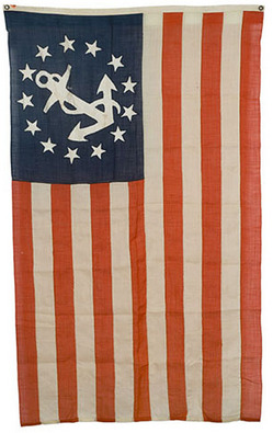 Flag; Yacht Ensign, Annin & Co, 13 Stars, Fouled Anchor, Cotton, 6 ft.