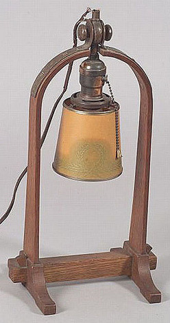 Desk Lamp; American, Arts & Crafts, Stickley (Gustav), Joiner's Clamp ...
