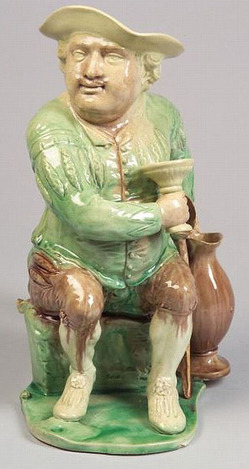 Staffordshire Pottery; Figure, Toby Jug, Falstaff, Seated, 15 inch.