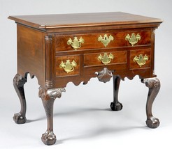 Furniture: Lowboy; Chippendale, Affleck (Thomas)?, Mahogany, Carved, 3 ...