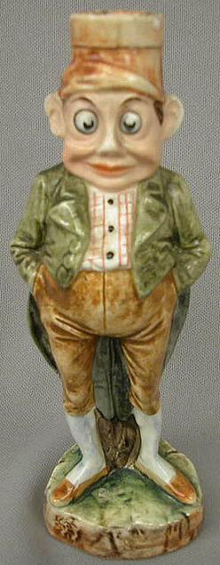 Candlestick; Majolica Pottery, Figure, Palmer Cox Brownie, 8 inch.