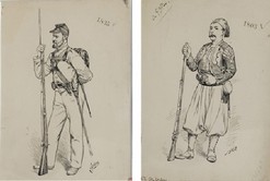 Ogden, Henry A; Pen & Ink Drawing (7), Civil War Soldiers.