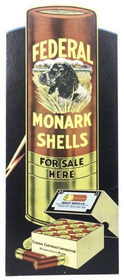 Advertising-Firearms; Federal Ammunition, Sign, Monark Shells, Die Cut ...