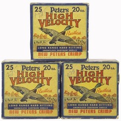 Ammunition; Peters, Shell Box, High Velocity (3), 20 Gauge.