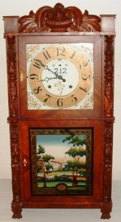 Shelf Clock; Seymour/Williams & Porter, Column, 8-Day, Mahogany, 37 inch.