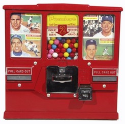 Vending Machine; Baseball Card & Gum Dispenser, Two Cent.