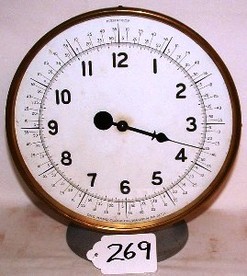 Desk Clock; One Hand Clock Co Metal & Brass, Iron Base, 11 inch.