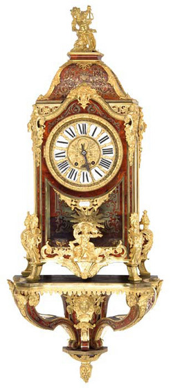 Shelf Clock; Thuret, Boulle, Marquetry & Ormolu, 36 inch.