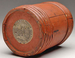 Powder Keg; Oriental Powder Mills, Texas Rifle Powder, Wood Barrel, 9 inch.