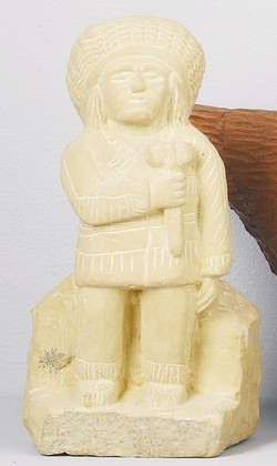 Folk Carving; Reed (Ernest 'Popeye'), Indian Chief Standing, Sandstone ...