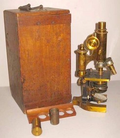 Microscope; Reichert (C), Brass, Case, German.