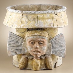 Pottery; Pre-Columbian, Aztec, Temple Brazier, Fertility Deity Face ...
