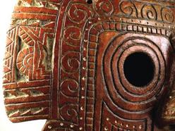 Pottery; Pre-Columbian, Calima, Face Mask, Burnished, Incised Patterns ...