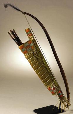 Bow Case & Quiver; Sioux, Miniature, Quillwork, plus Bow & Arrows (5 ...