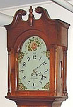 Tall Case Clock; Pennsylvania, Solliday (Peter), Cherry, Broken Scroll, 94 inch.