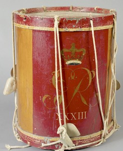 Drum; Revolutionary War, British 33rd Regiment of Foot, Reproduction ...