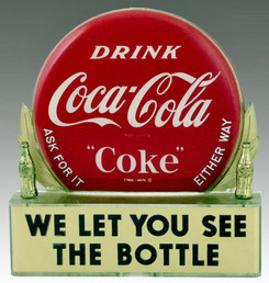 Coca-Cola; Sign, Bottle Topper, See the Bottle, Tin/Metal.