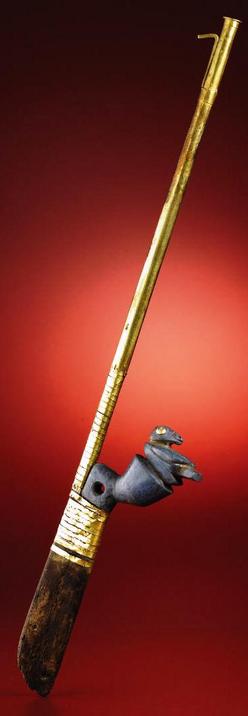 Gold; Pre-Columbian, Moche, Spear Thrower, 20 inch.