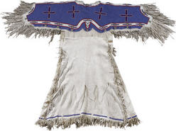 Clothing; Sioux, Dress, Tanned Hide, Beaded Yoke, Crosses & Geometric ...