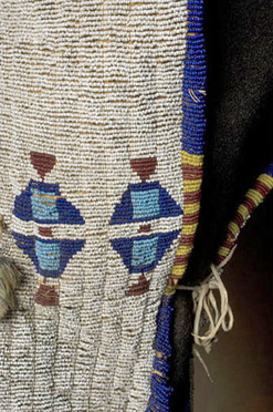 Cradle; Cheyenne, Beaded Hide, Thunderbird Design, 45 inch.