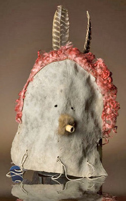 Mask; Navajo, Yeibichai Dancer, Hide & Wool, 15 inch.
