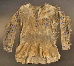 Clothing; Cree, Man's Shirt, Beaded Hide, 40 inch.