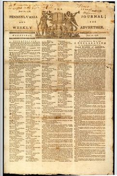 Newspaper; Philadelphia, 1776, The Pennsylvania Journal, The ...