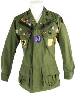 Shirt; Man's, USO Uniform, Insignias, Davis (Sammy Jr), Olive Drab.