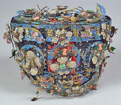 Headdress; Chinese, Lady's, Manchu, Horse Hair, Feathers & Jewels.