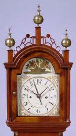Dwarf Clock; Massachusetts, Federal, Wilder (Joshua), Mahogany, Dome Top, Painted Dial, 51 inch.