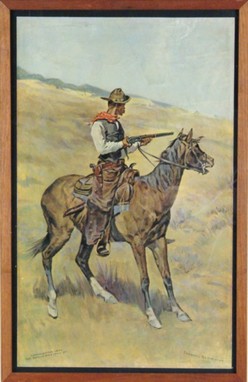 Advertising-Firearms; Marlin, Print, Remington, Cowboy on Horseback, 45 ...