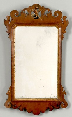 Mirror Wall Chippendale Mahogany Scroll Crest Phoenix 30 Inch