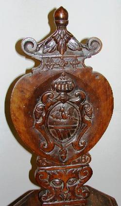Furniture: Stool (2); Italian Renaissance, Carved Walnut, Sgabello Form ...