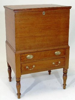Sugar Chest; Southern, Cellarette, Walnut, Hinged Lid, Divided Interior ...