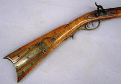 Rifle; Percussion, Tiger Maple Stock, Brass Patch Box, Pennsylvania.