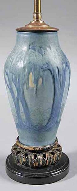 Lamp Base-Vase; Newcomb College Pottery, Simpson (Anna Frances), Moon ...
