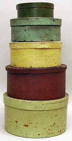 Shaker; Pantry Box (5), Bentwood, Round, Graduated Sizes, Paint ...