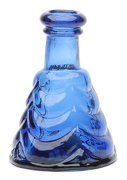 Ink Bottle; Cone, Drape Pattern, Cobalt Blue, 4 inch.