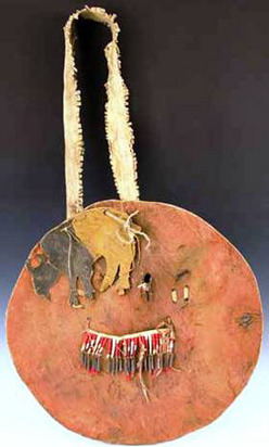 Shield; Sioux, Hide, Painted & Quilled Decoration.