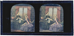 Daguerreotype Photograph; Stereo, Claudet (Antoine), Two Women, Tinted.