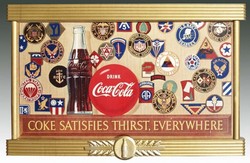 Coca-Cola; Sign, Military Patches, Cardboard, Kay Frame, 1953, 13 inch.