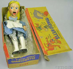 Marionette; Peter Puppet Playthings, Alice in Wonderland, Box, 14 inch.