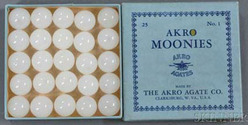 Marbles; Boxed Set, Akro Agates, Moonies, (25), Original Box.